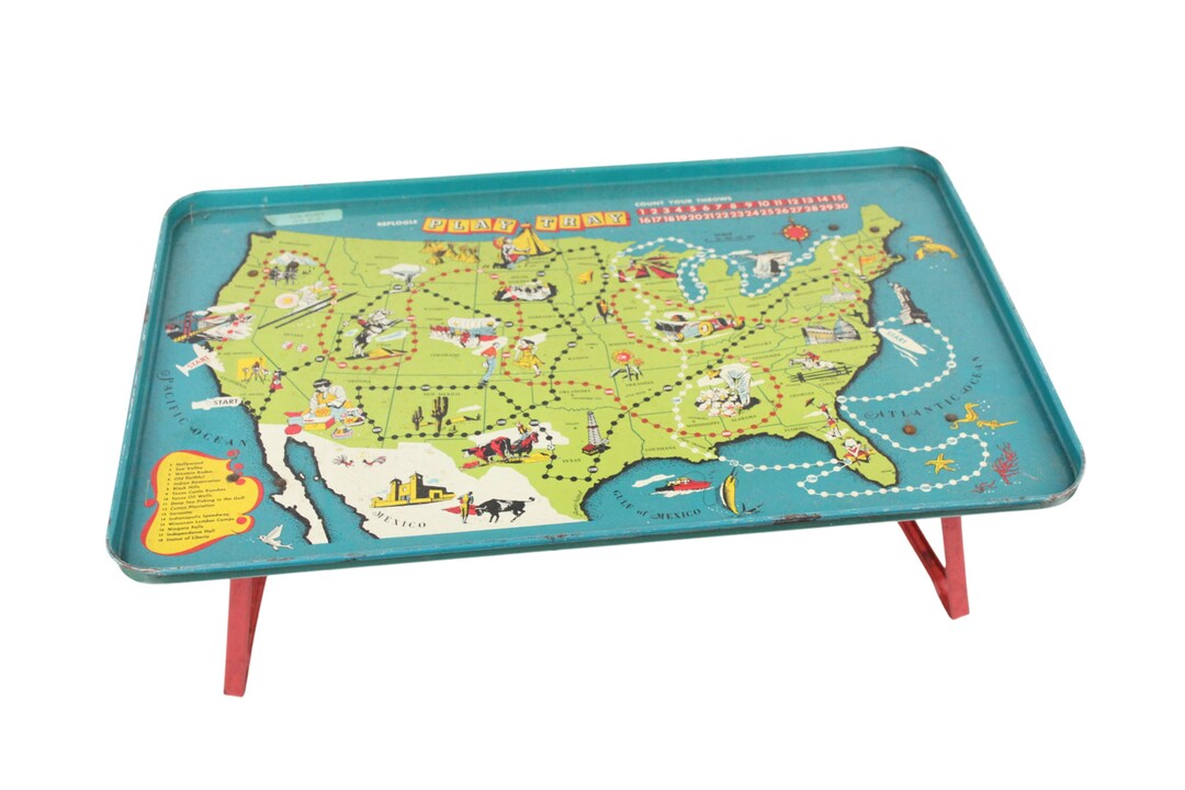 Vintage Map Metal Lap Tray Replogle Play-tray - Etsy