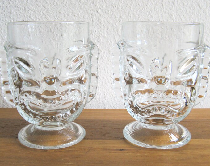 Large Two Faced Tiki Glasses-set of 2 - Etsy