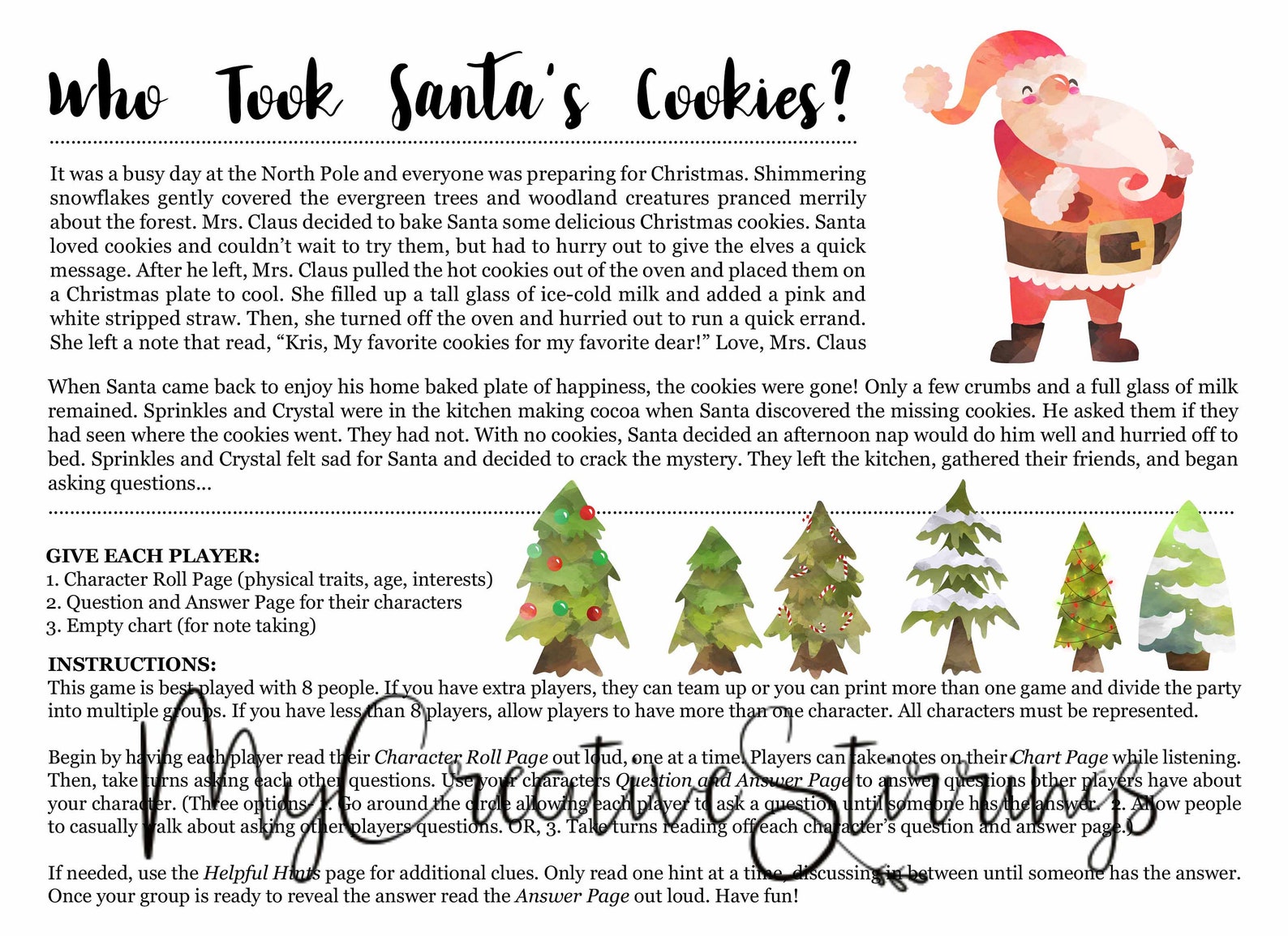 Christmas Game- Who Took Santa's Cookies- PDF - Etsy