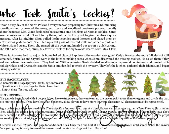 Christmas Game- Who Took Santa's Cookies- PDF - Etsy