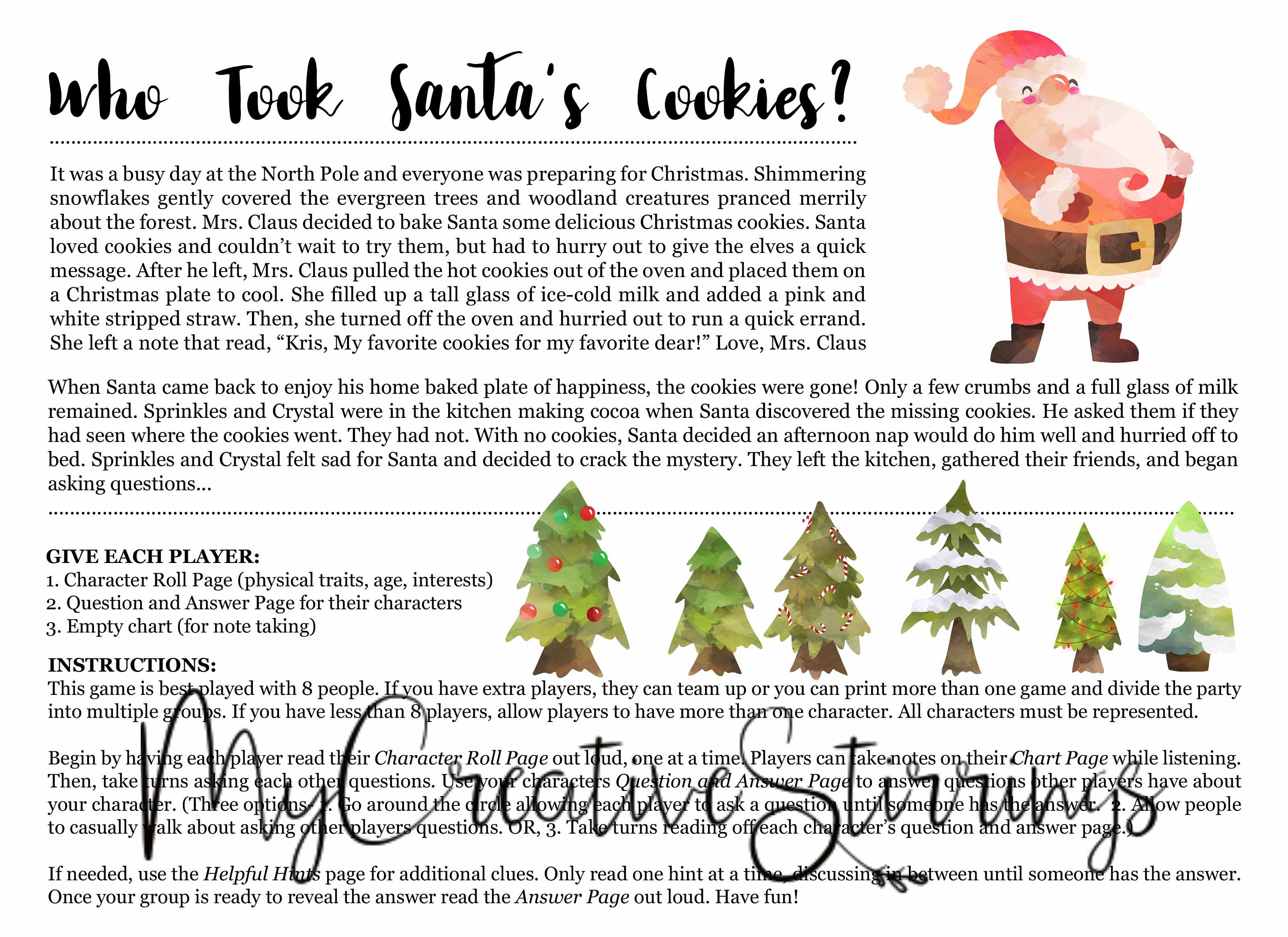 Christmas Game- Who Took Santa's Cookies- PDF - Etsy