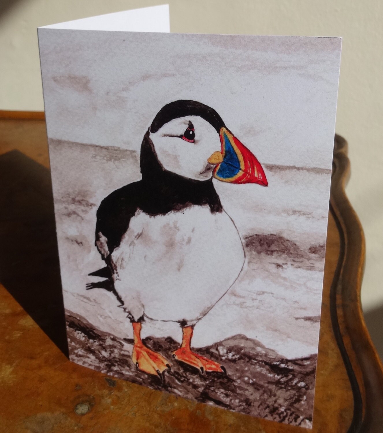 Puffin Card Puffin Birthday Card Puffin Gift Indian Ink Puffin Painting ...