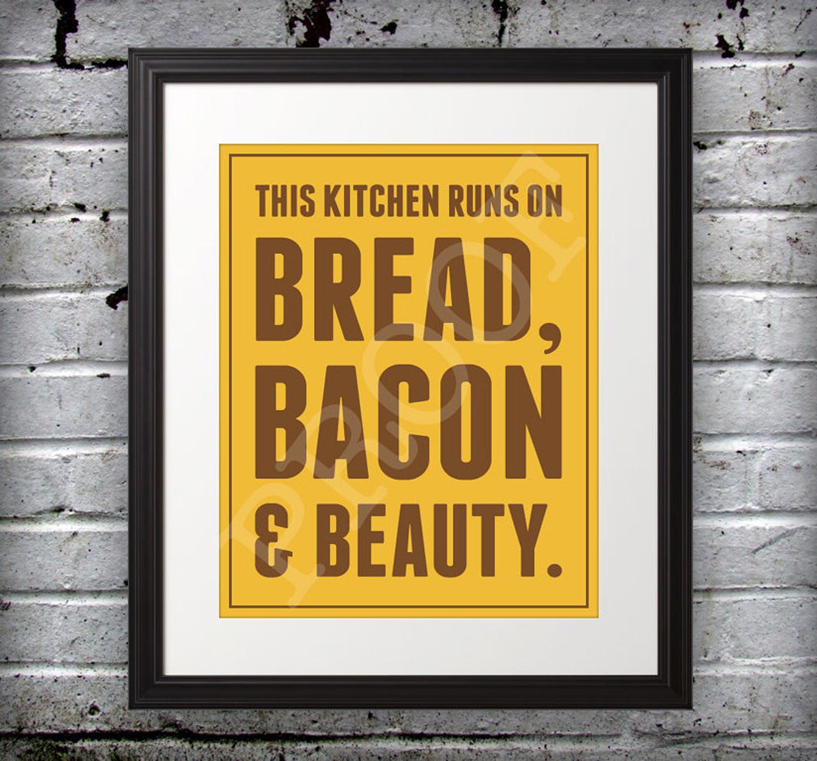 Bacon, Bacon Print, Bacon Art, Bread, Bacon & Beauty, Kitchen Wall Art ...
