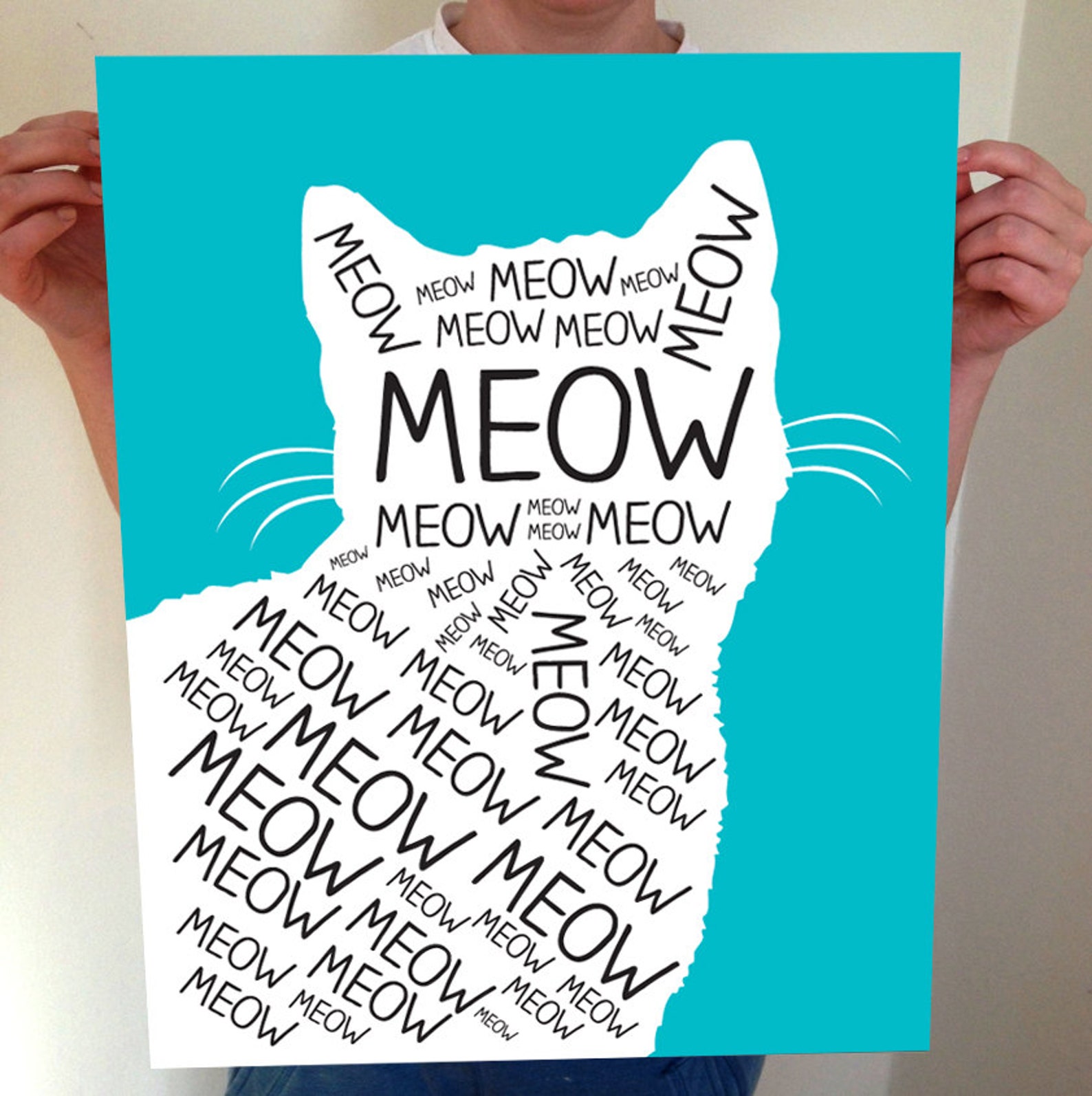 Meow Cat Print Meow Cat Cat Art Cat Print Cat Poster Pet - Etsy