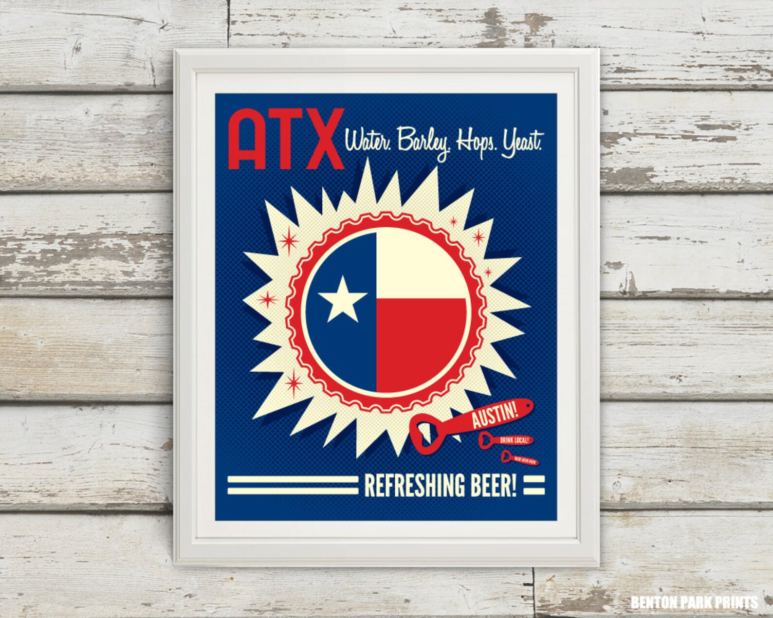 Austin Texas Flag Beer Cap Print | Etsy