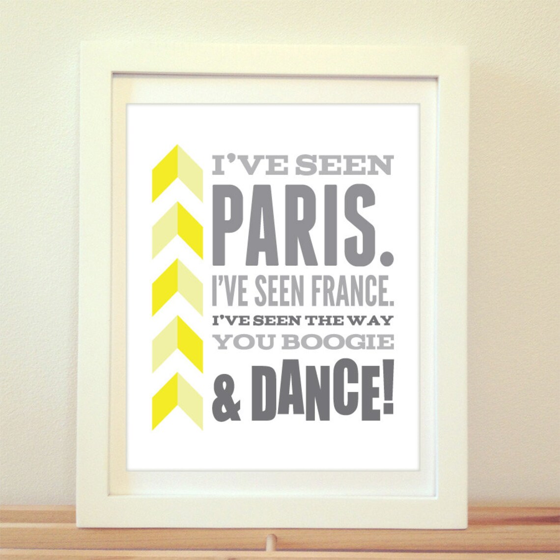 Boogie & Dance Typography Poster Yellow and Grey Digital Art | Etsy