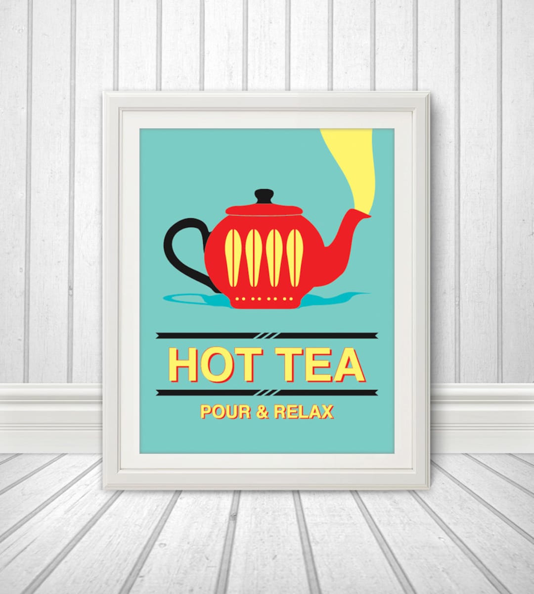 Tea Print Poster, Mid Century Art, Quote Print, Kitchen Art, Retro ...