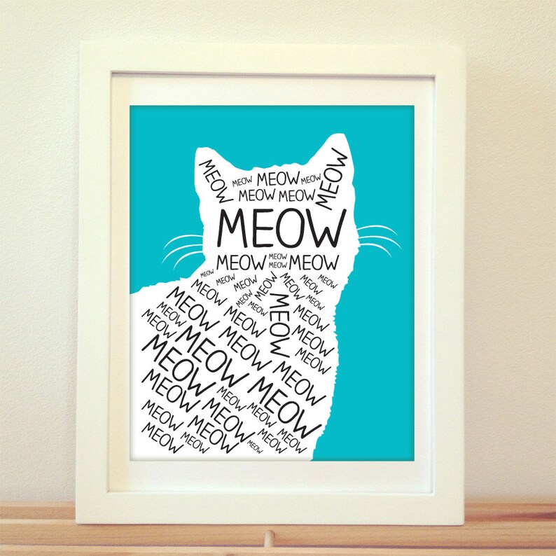 Meow Cat Print Meow Cat Cat Art Cat Print Cat Poster Pet - Etsy