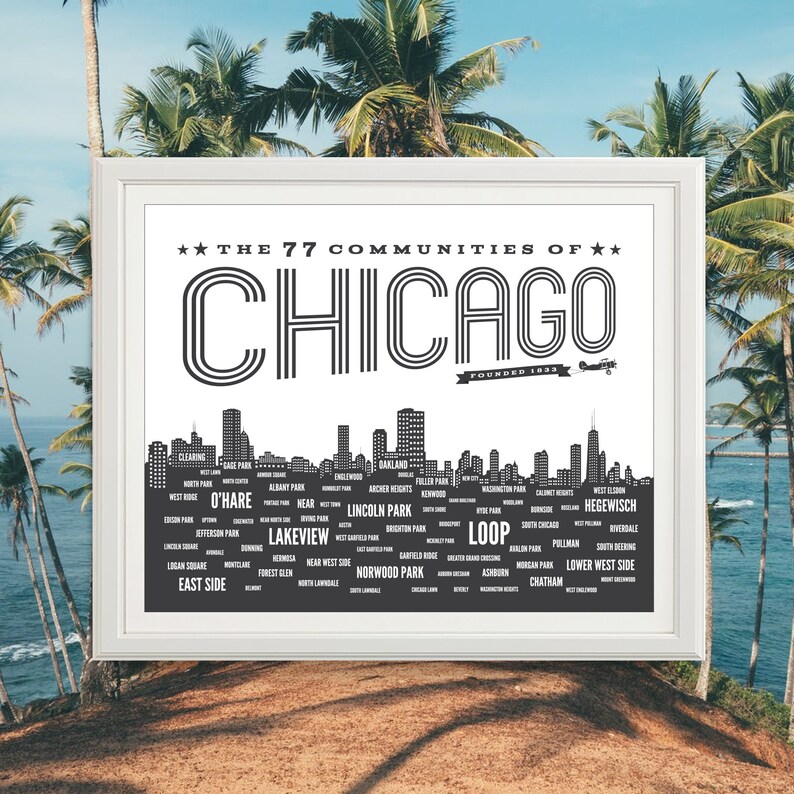 Chicago Neighborhood Poster Chicago Chicago Poster Chicago | Etsy