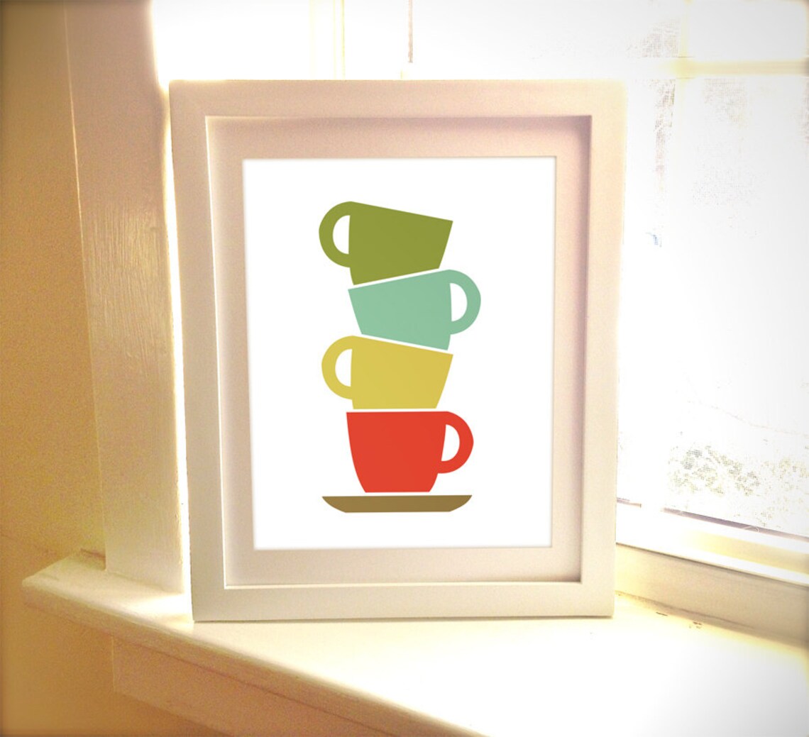 Mid Century Modern Cups Framed 8x10 Print - Etsy