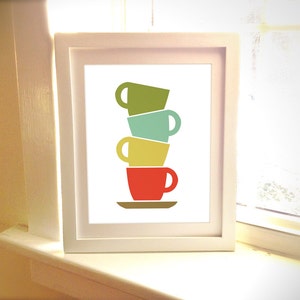 Mid Century Modern Cups - Framed 8x10 Print - Etsy