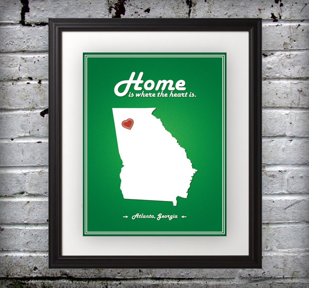 Georgia - Home is Where the Heart is - Georgia Custom State Print - Etsy