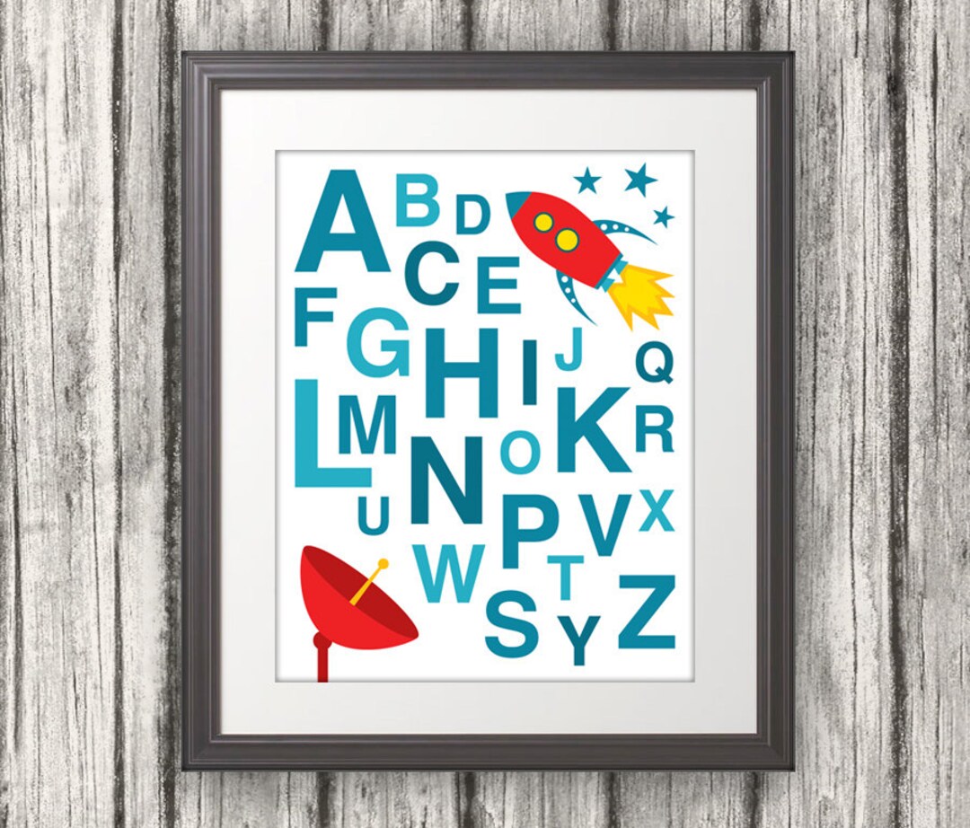 ABC, ABC Wall Art, Alphabet, Alphabet Art, Rocket Ship, Abc Poster, Abc ...