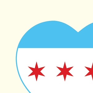 Chicago, Chicago Heart Flag With Skyline, Chicago Poster, Chicago Print ...