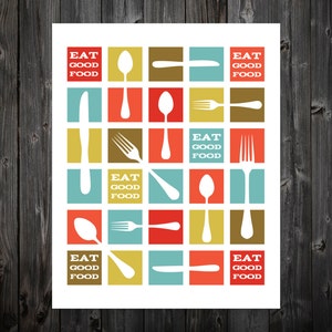 Eat Good Food, Spoon Poster, Fork Poster, Typography Eat, Unique ...