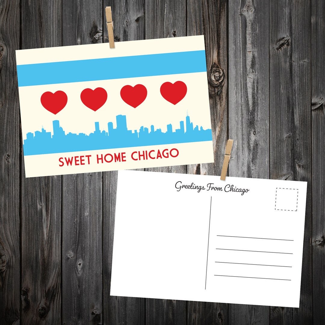 Chicago Heart Flag Postcard Packs - Etsy