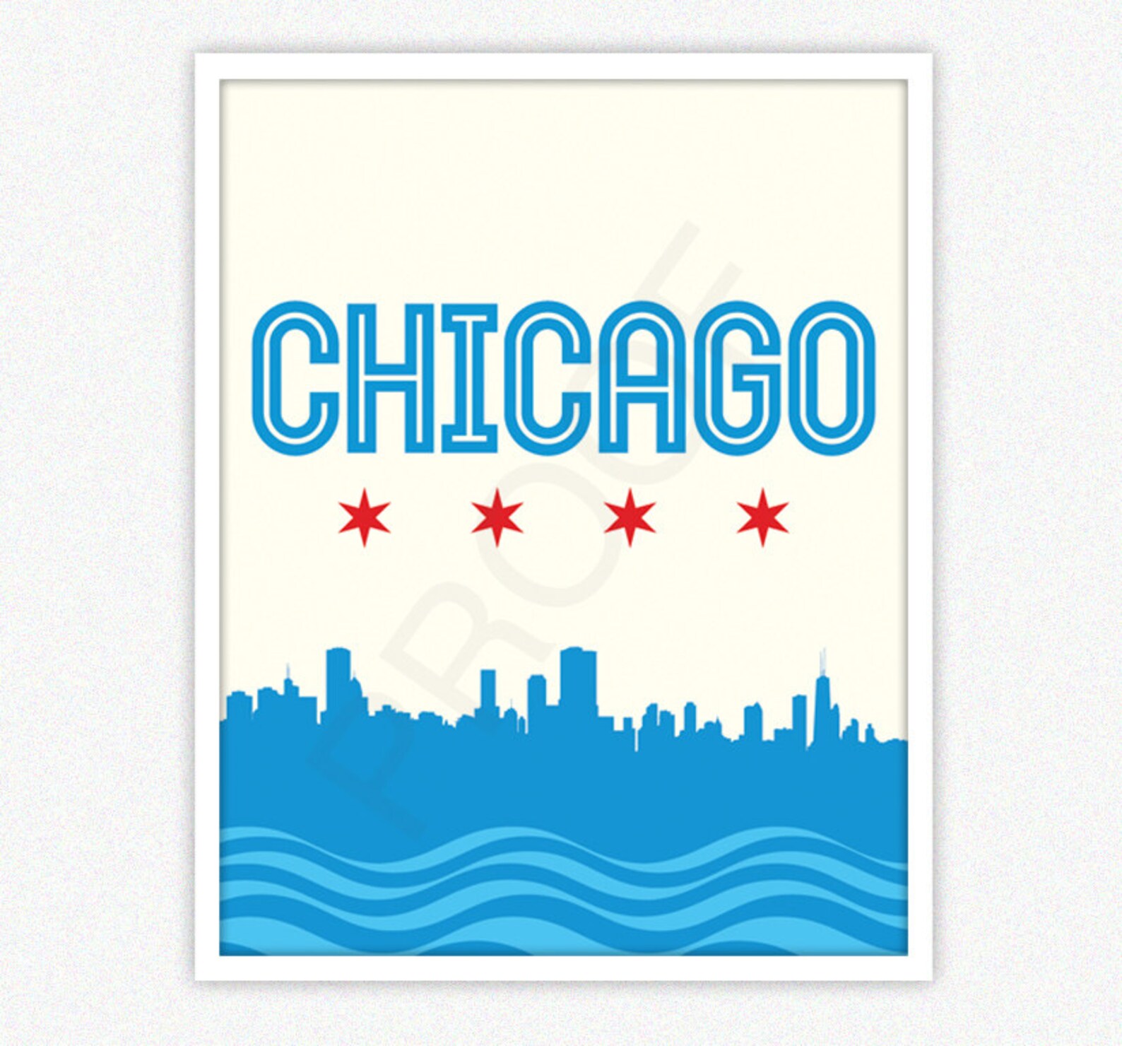 Chicago, Chicago Skyline, Chicago Print, Chicago Poster, Chicago Flag ...