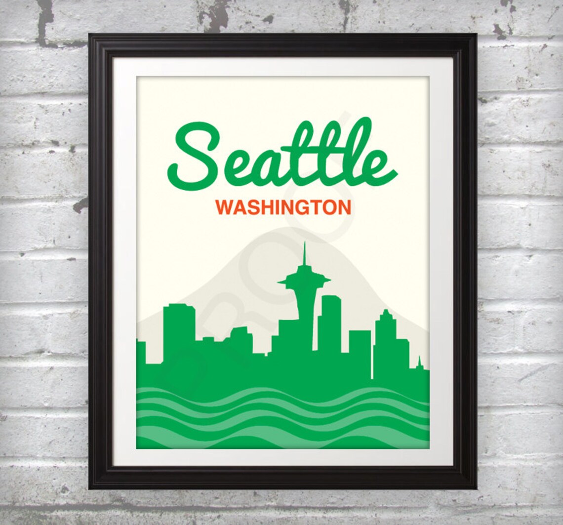 Seattle, Seattle Skyline, Seattle Print, Seattle Poster, Washington - Etsy