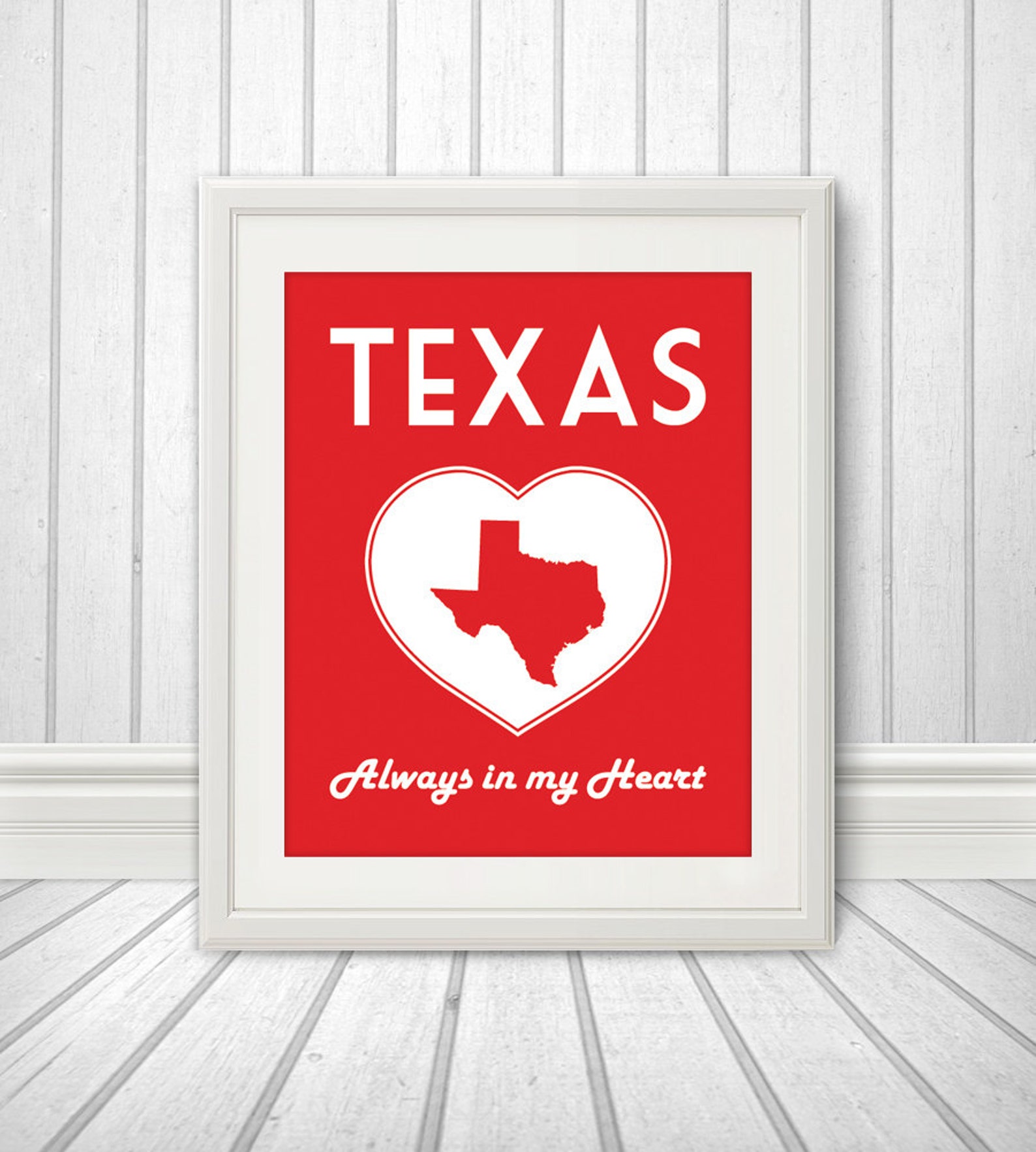 Texas is Always in My Heart State Art Custom State Print | Etsy