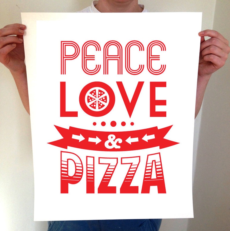 Peace Love & Pizza Pizza Art Pizza Print Pizza Poster - Etsy