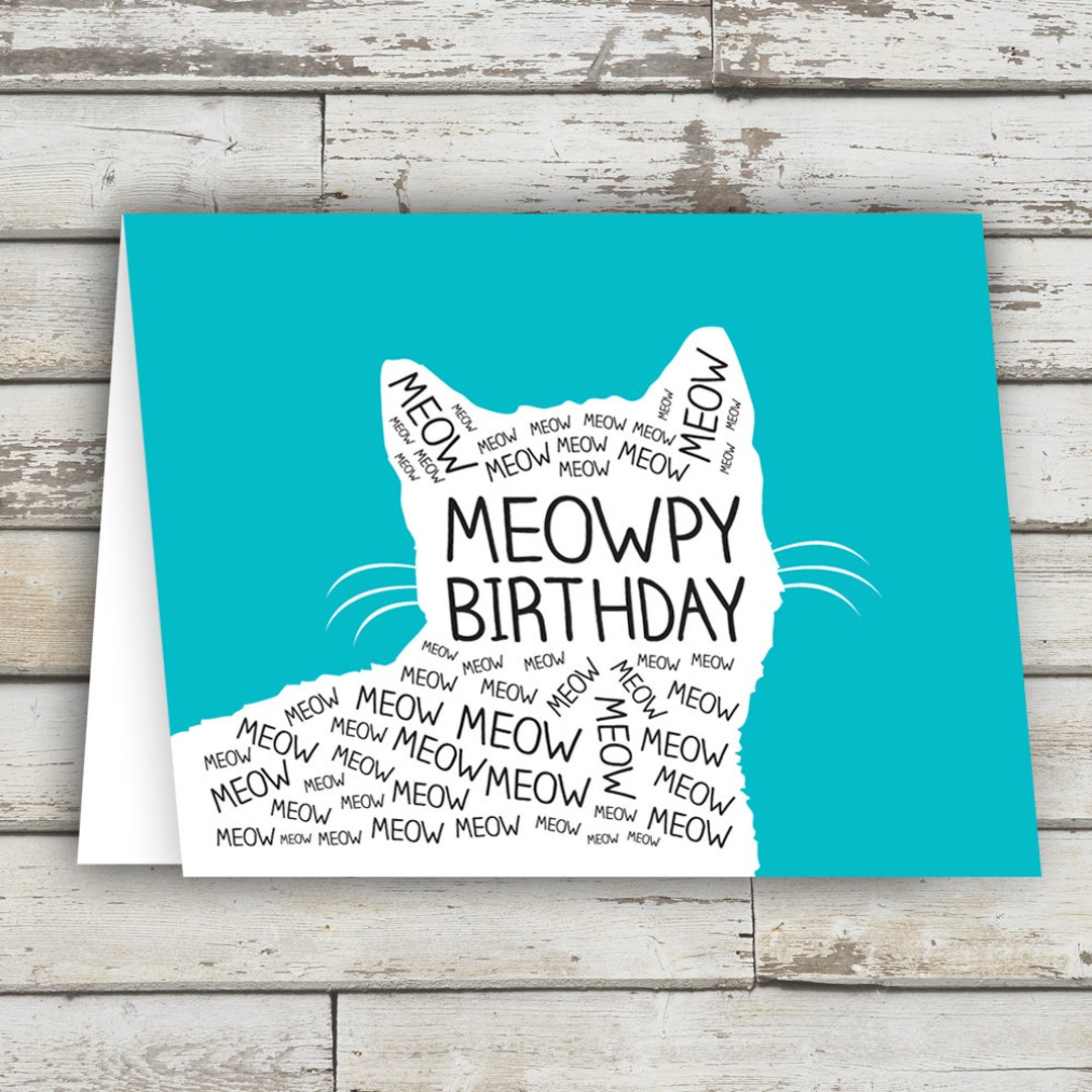 Meowpy Birthday, Birthday Card, Birthday Cat Card, Cat Card, Kitty Cat ...