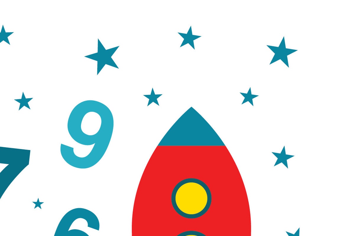 123, Rocket Ship, 123 Poster, 123 Print, Numbers Print, Numbers Poster ...
