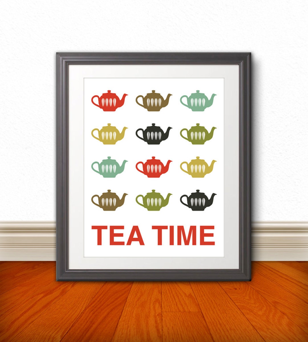 Teapots Print Poster, Mid Century Art, Quote Print, Kitchen Art, Retro ...