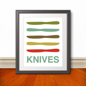 Knife, Knives Print Poster, Mid Century Art, Quote Print, Kitchen Art ...