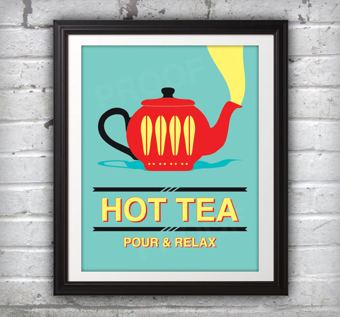 Tea Print Poster Mid Century Art Quote Print Kitchen Art - Etsy