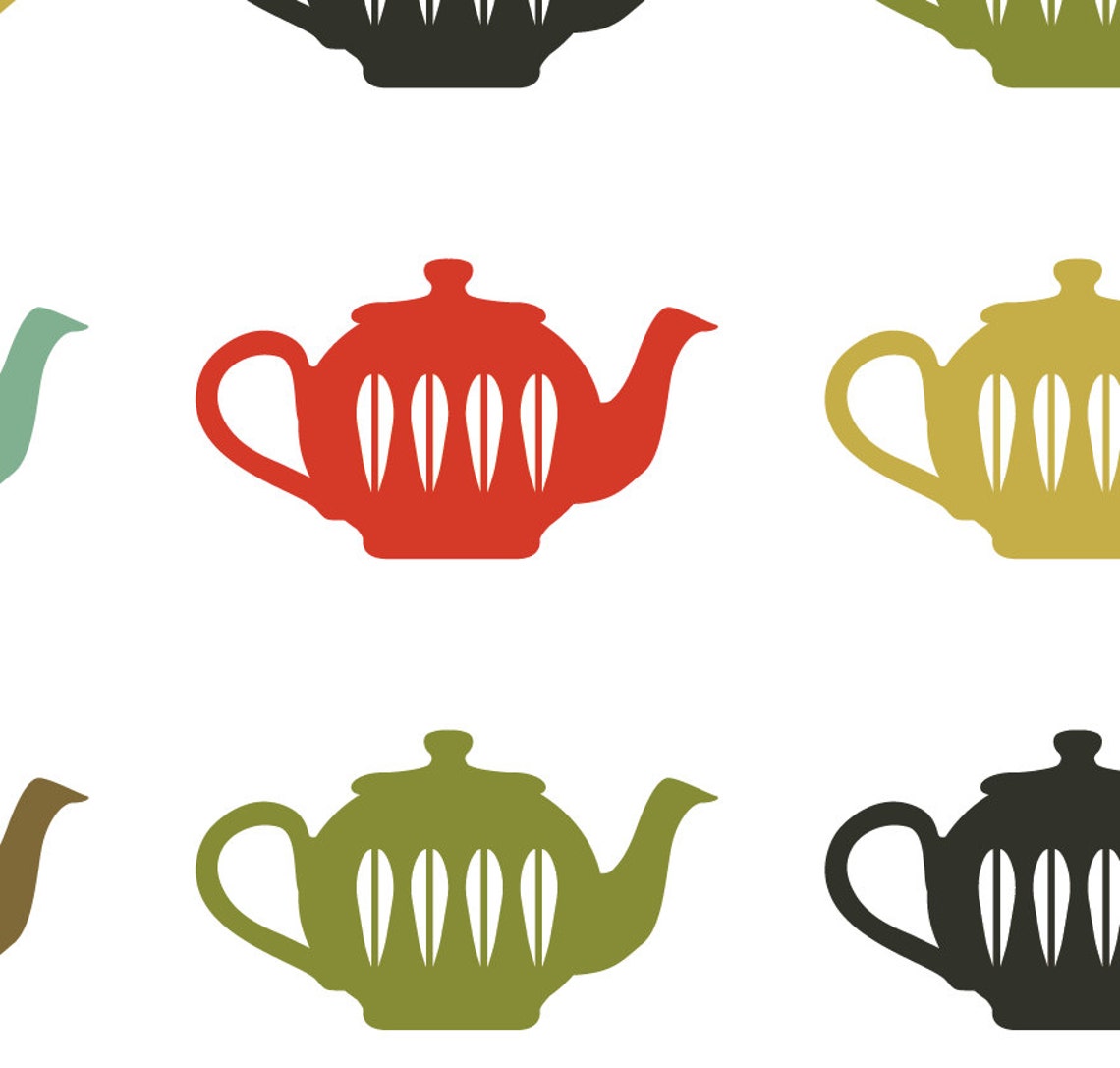 Teapots Print Poster, Mid Century Art, Quote Print, Kitchen Art, Retro ...