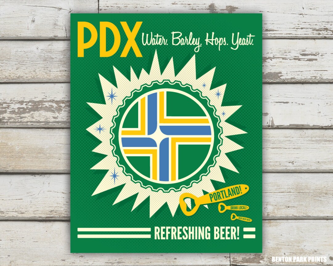 PDX Water Barley Hops Yeast Print - Portland, Portland Beer Print - Etsy