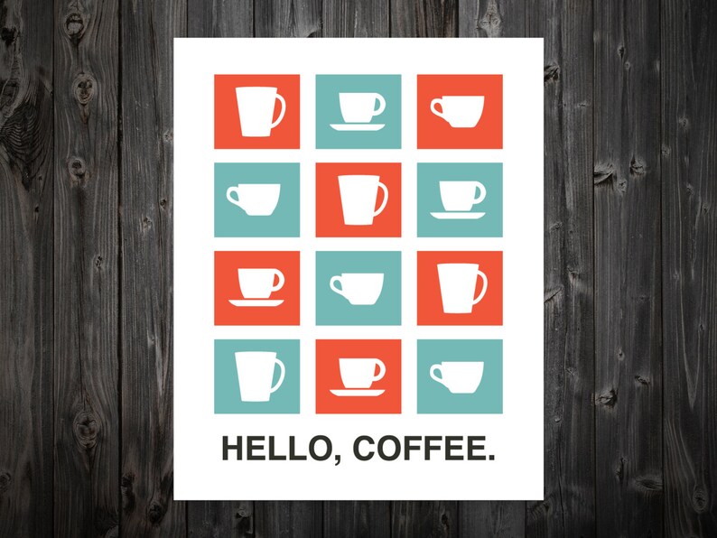 Hello, Coffee, Coffee Print, Coffee Art, Coffee Sign, Kitchen Sign ...