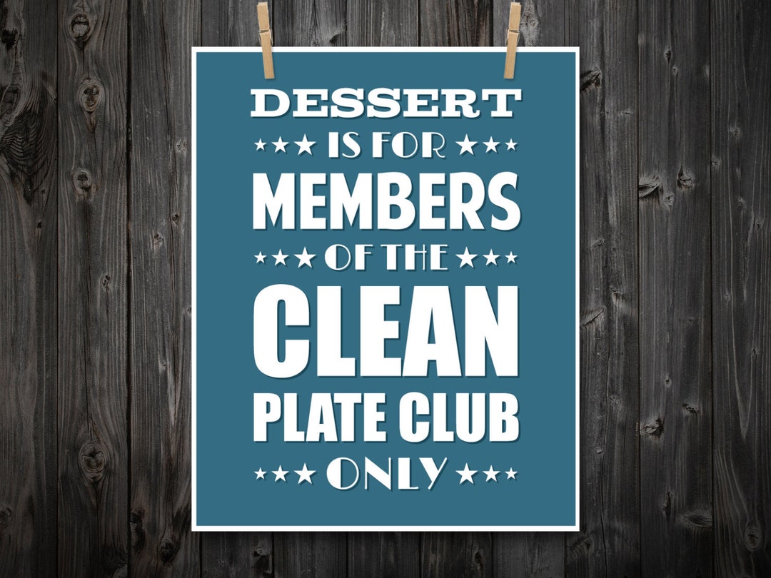 Clean Plate Club, Typography, Wall Art, Kitchen Typography, Home Decor ...