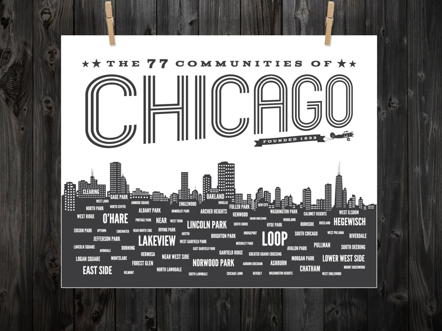 Chicago Neighborhood Poster Chicago Chicago Poster Chicago | Etsy