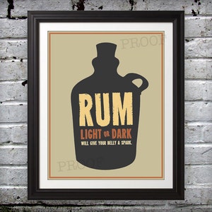 Rum, Rum Print, Rum Poster, Bar, Bar Print, Bar Poster, Alcohol Print ...