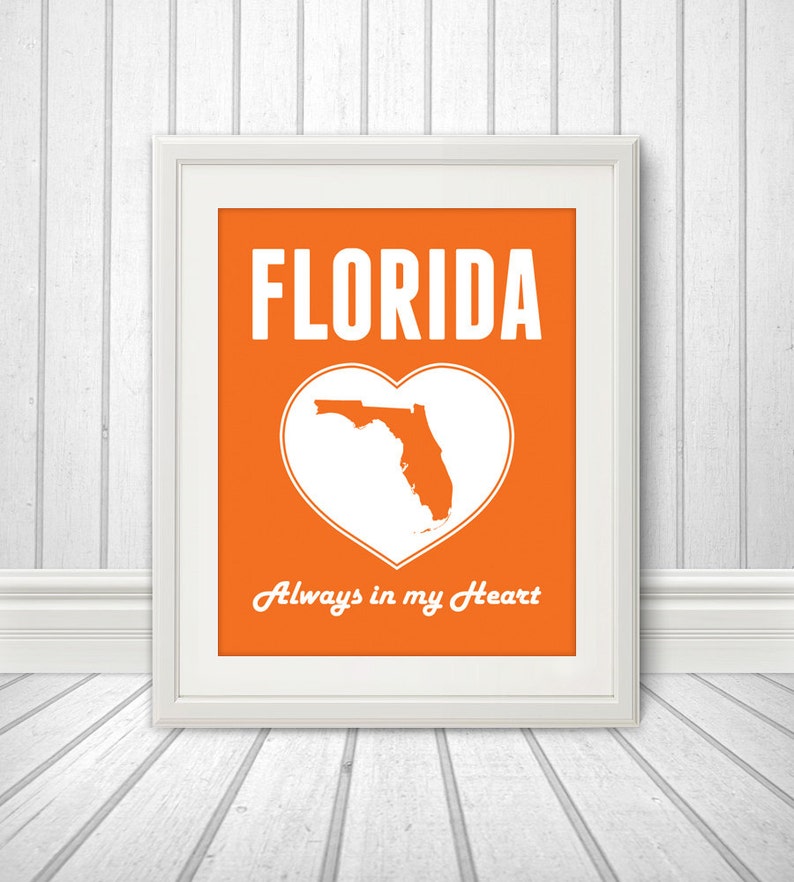 Florida is Always in My Heart Florida Print Florida Heart | Etsy
