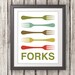 Forks Print Poster, Mid Century Art, Quote Print, Kitchen Art, Retro ...