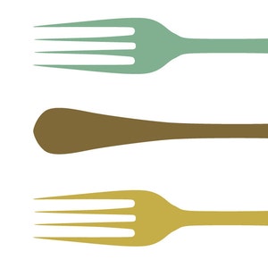 Forks Print Poster, Mid Century Art, Quote Print, Kitchen Art, Retro ...