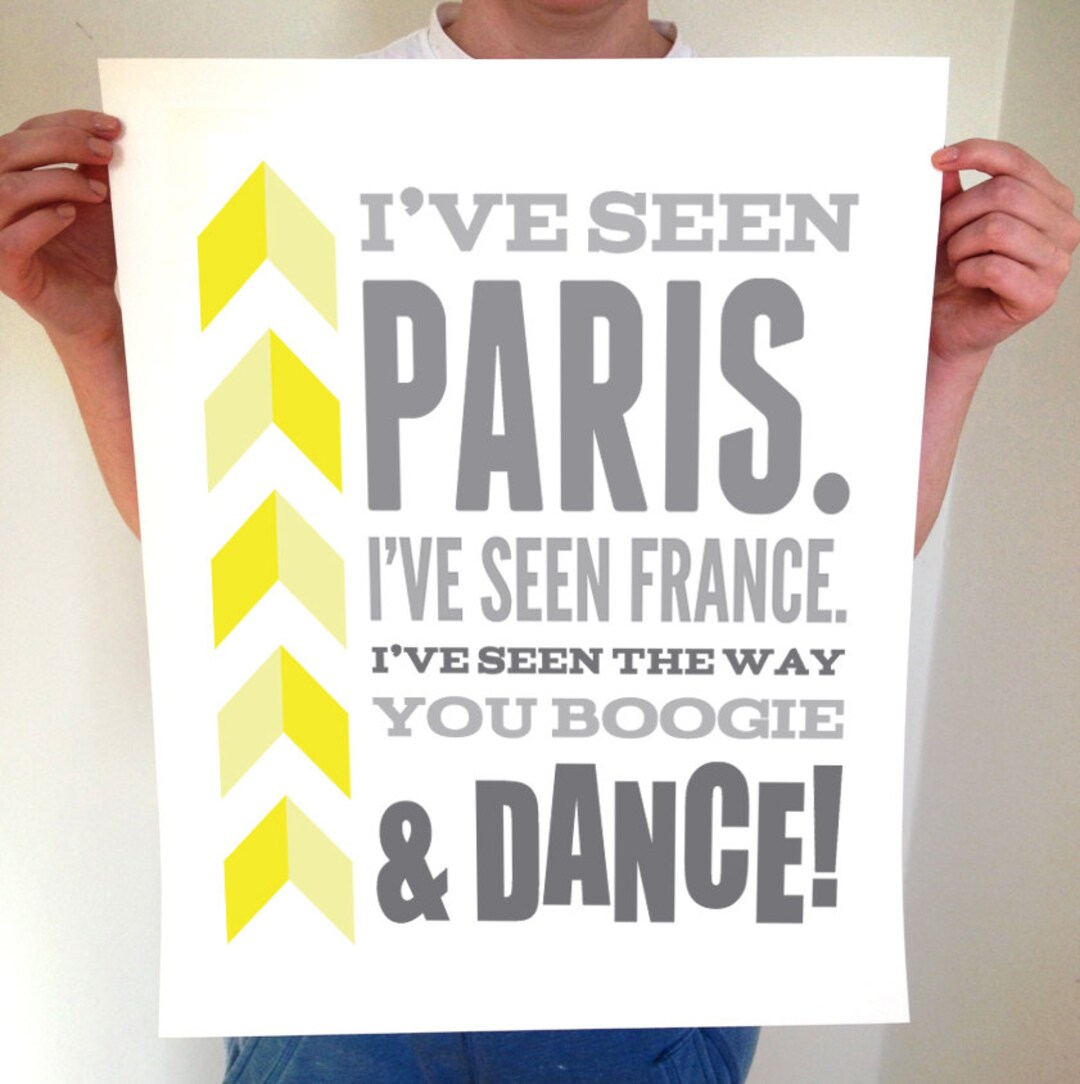 Boogie & Dance Typography Poster - Yellow and Grey Digital Art Print ...