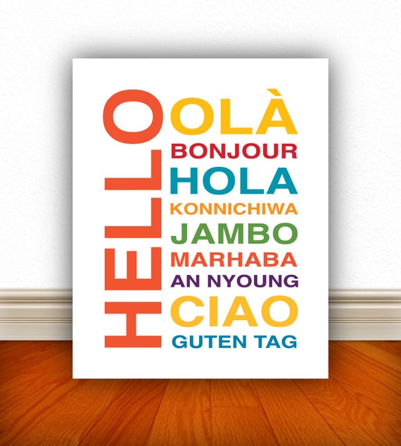 Hello Bonjour Hola Wall Art Kids Wall Art Nursery Wall Art | Etsy