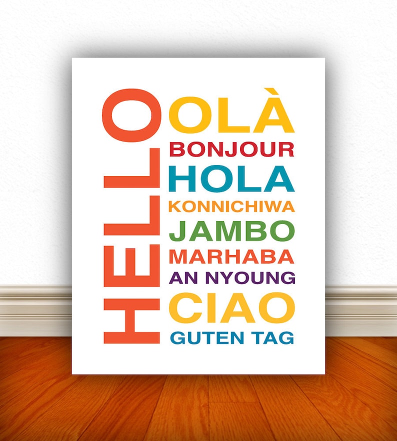 Hello Bonjour Hola Wall Art Kids Wall Art Nursery Wall Art - Etsy