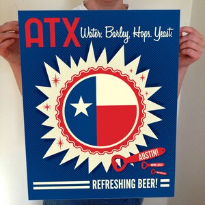 Austin, Texas Flag Beer Cap Print - Etsy