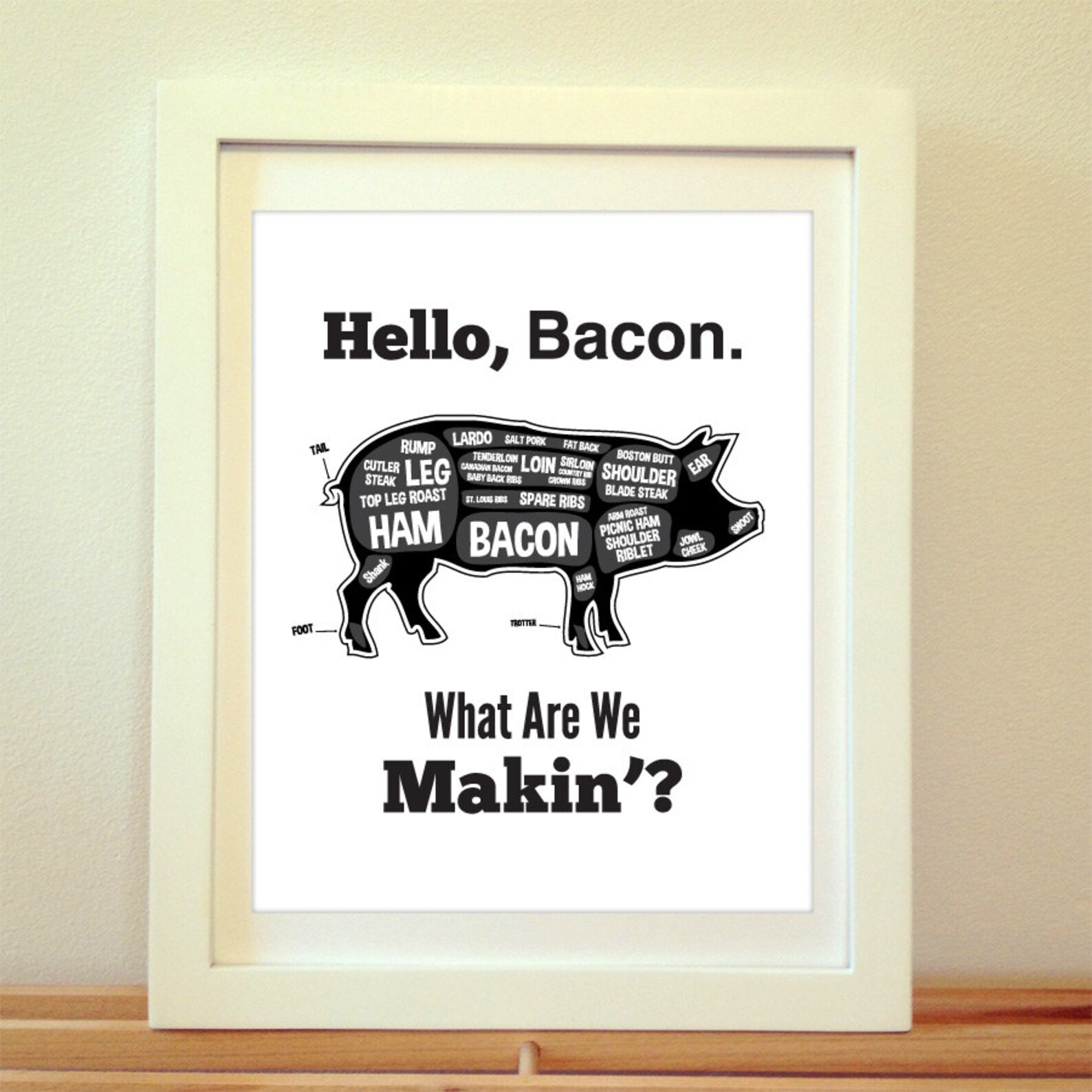 Hello Bacon What Are We Makin Butcher Print Kitchen Chart - Etsy