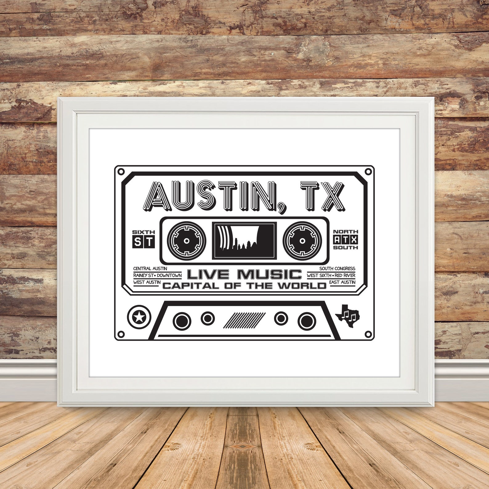 Austin Cassette Print Austin Music Art Austin Music Print | Etsy