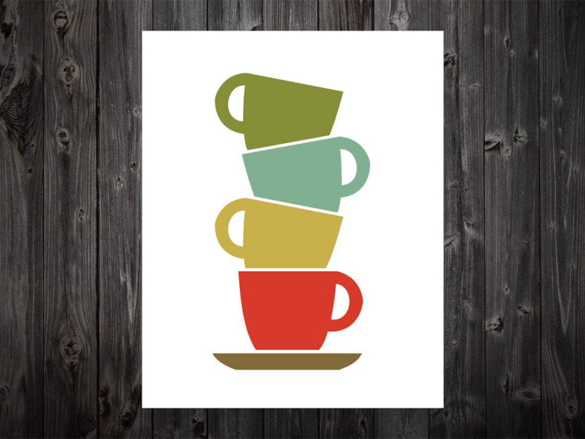 Mid Century Modern Cups Framed 8x10 Print - Etsy