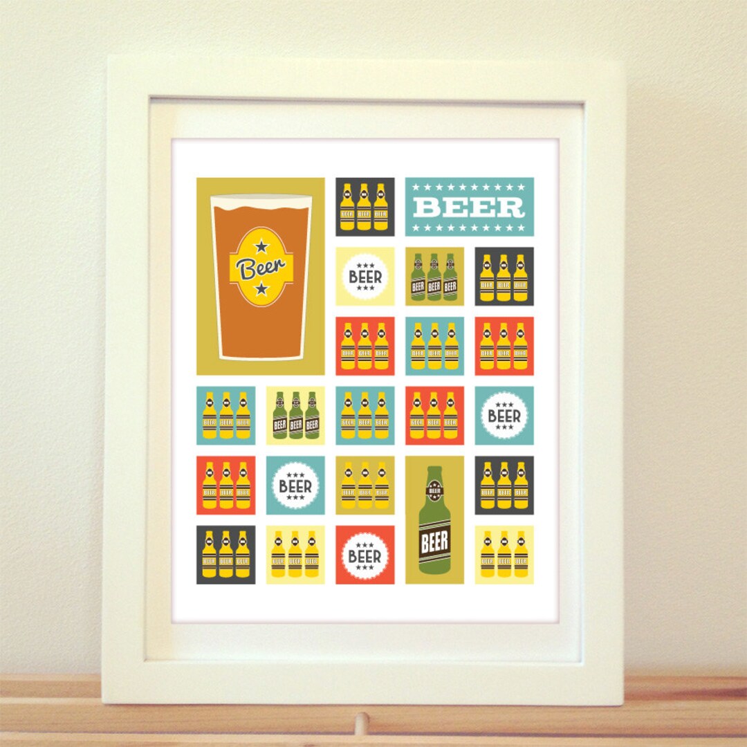 Mid Century Modern Salute to Beer, Mid Century, Beer, Beer Print, Beer ...