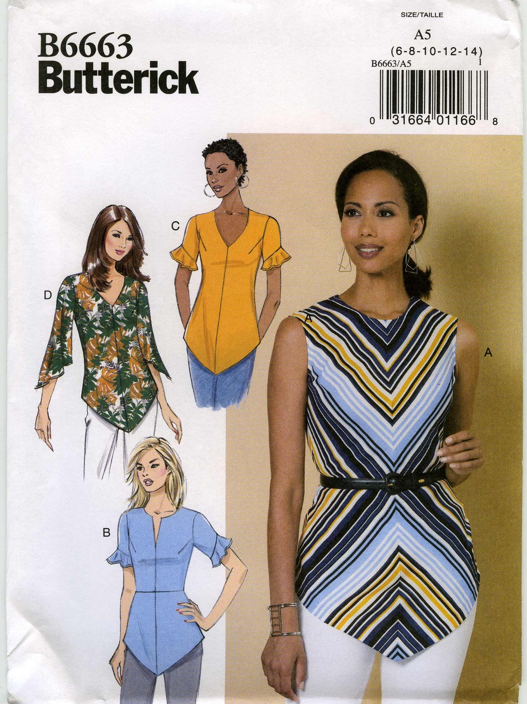 Butterick B6663 Top Pattern Size A5 6-8-10-12-14 - Etsy