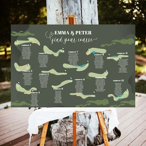 Golf Wedding Seating Chart Sign, Golf Courses Party Seating Table ...