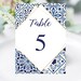 Blue Tiles Table Numbers Wedding Table Numbers Printable - Etsy
