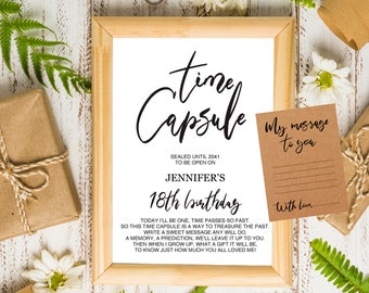 Editable Time Capsule Sign and With Matching Printable Message - Etsy